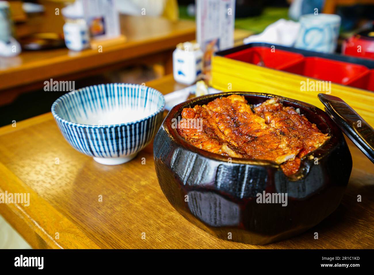 Unaju(delicious broiled eel served over rice in a lacquered box Stock ...