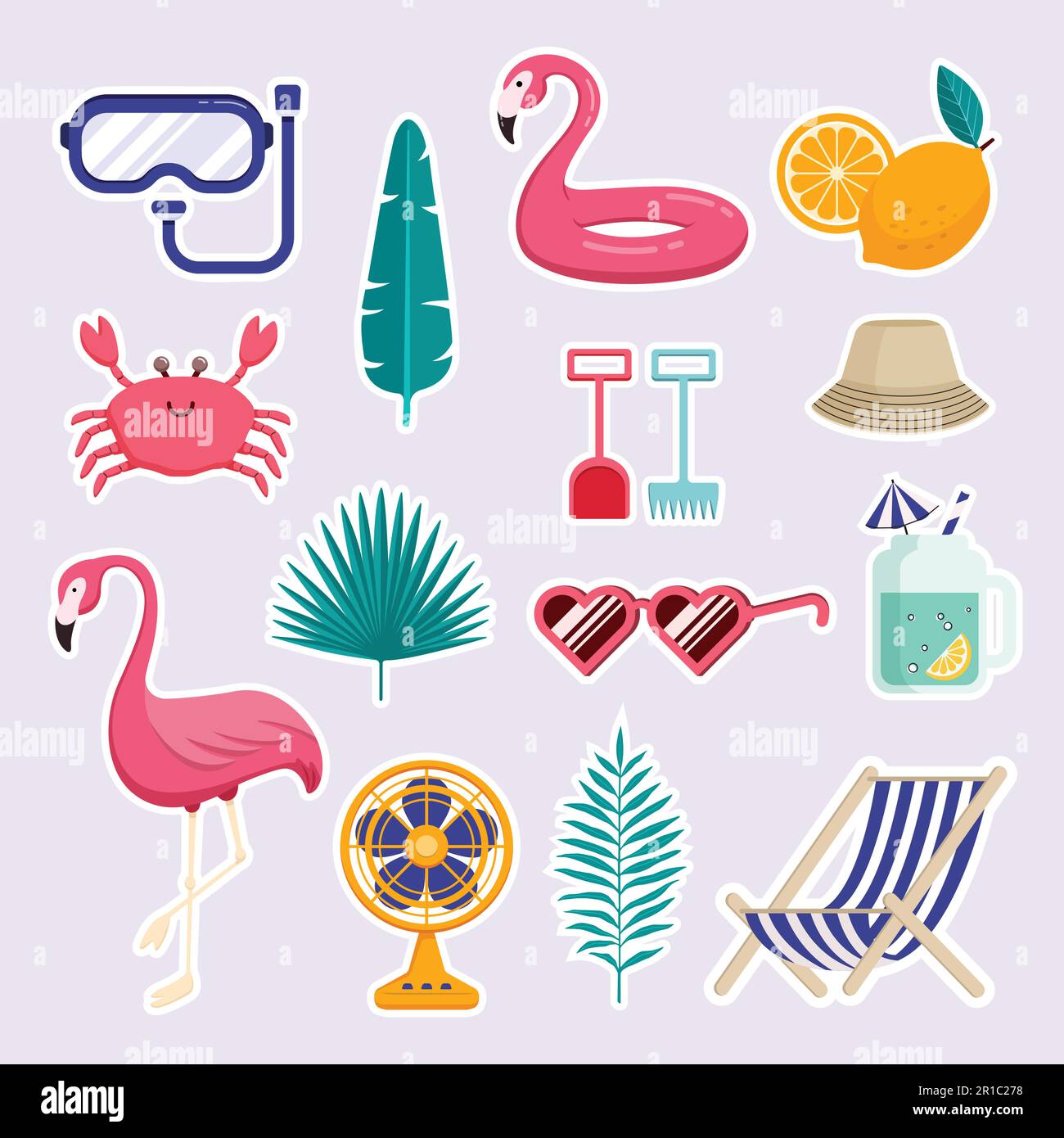 Set of Holiday Summer Beach Elements. Flat Design Vector Illustration ...