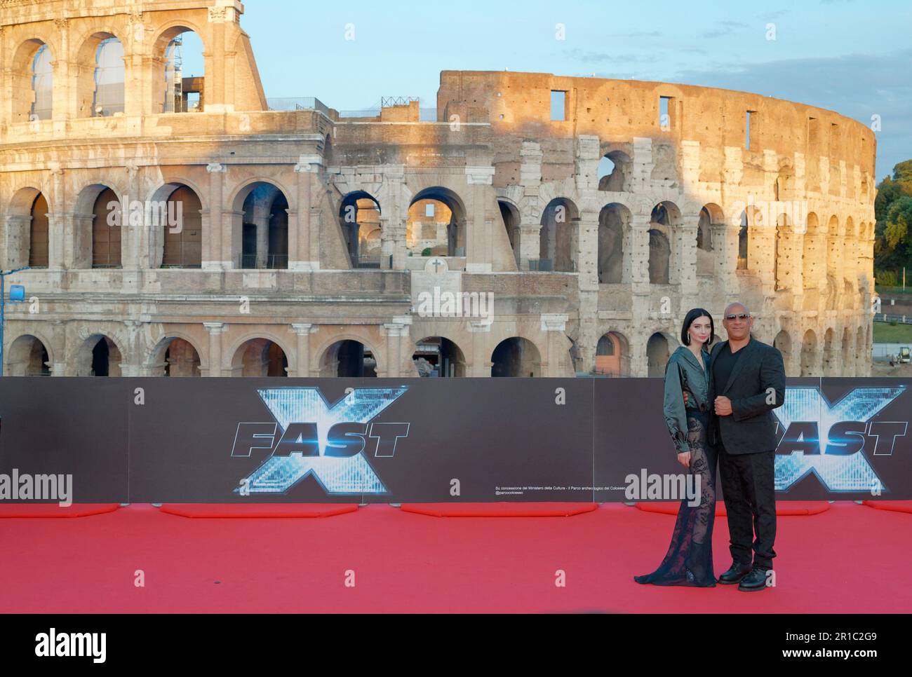 Vin Diesel and Meadow Walker attend the "Fast X" Premiere at Colosseo ...