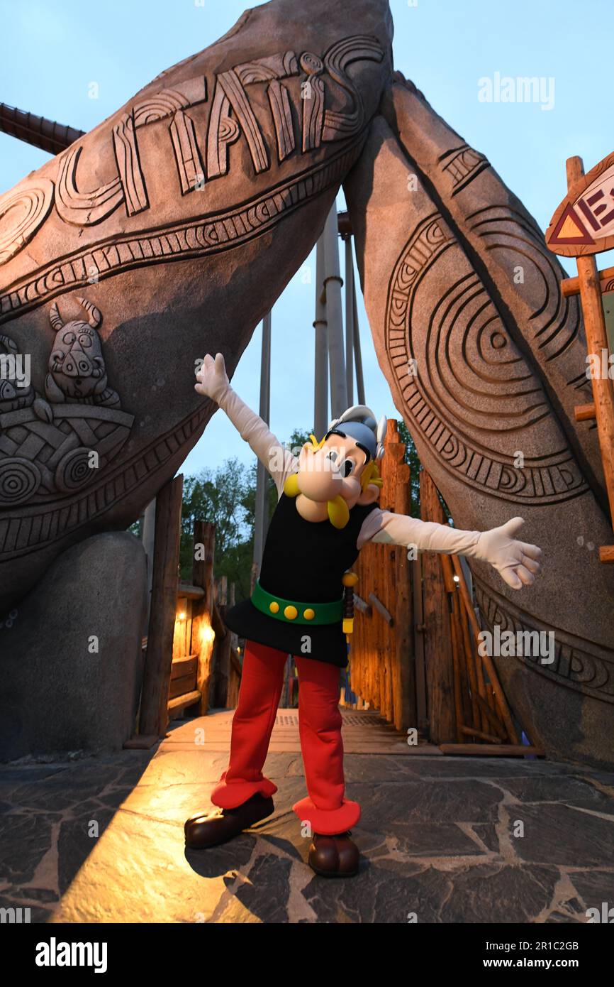 Paris, France. 12th May, 2023. Character dressed as Asterix opens the ...