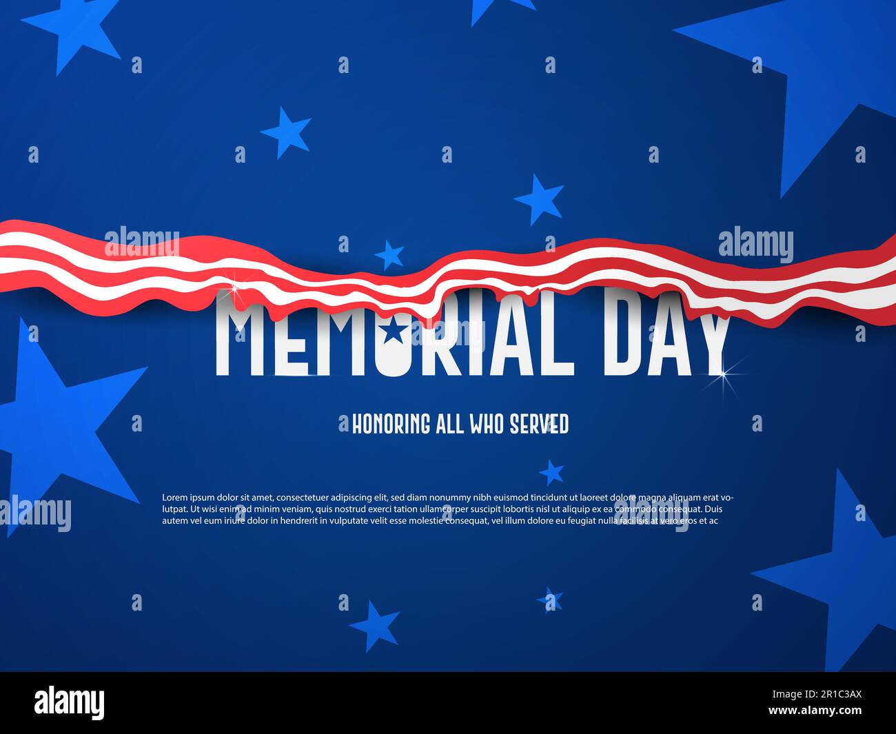 Memorial Day Honoring All Who Served with the US flag and star with ...