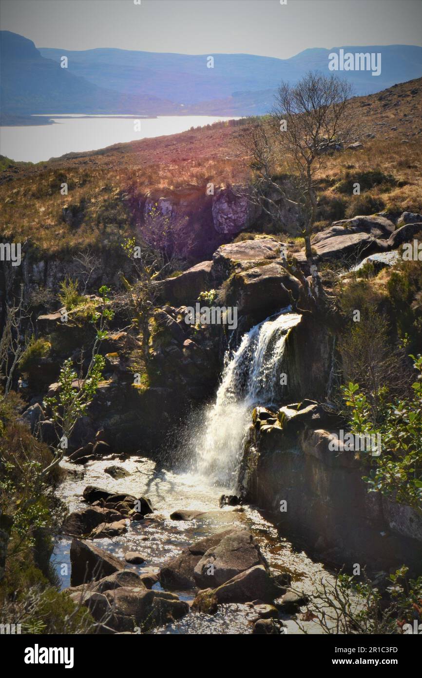 Waterfall below Beinn Alligin in the the West Highlands of Scotland ...