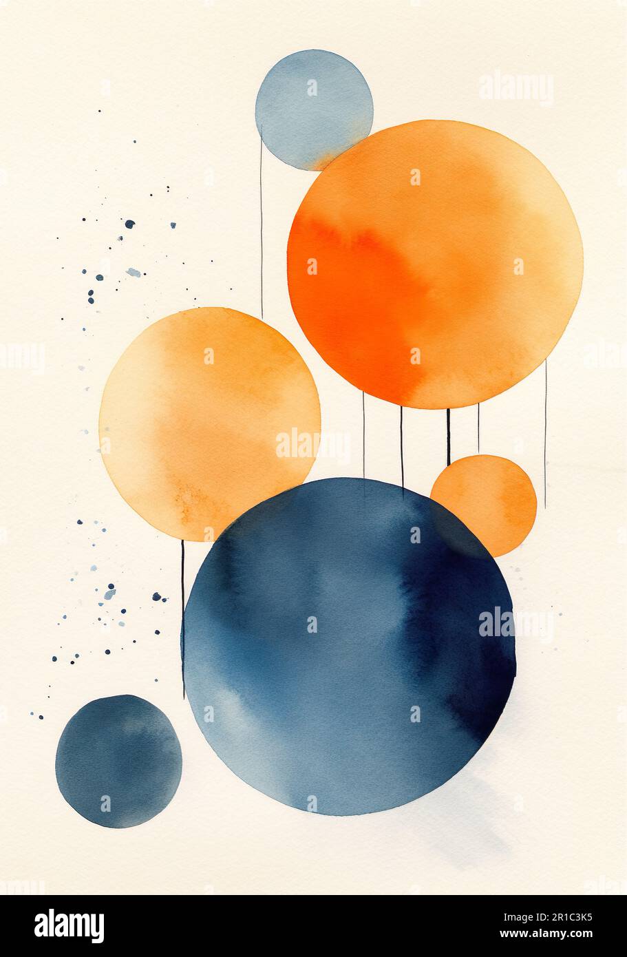 These abstract watercolor paintings representing colorful circles and ...