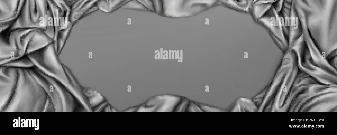 Luxury silver silk fabric texture banner top view scene. Realistic ...