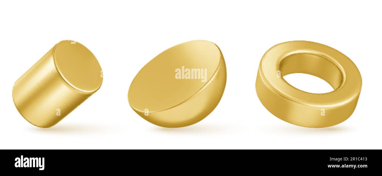 Realistic 3D set of golden geometric figures isolated on transparent ...