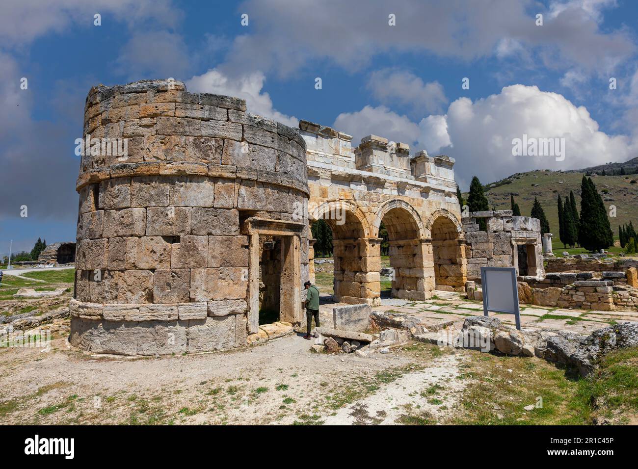 colonnade on the main street of ancient ruined city Hierapolis in ...