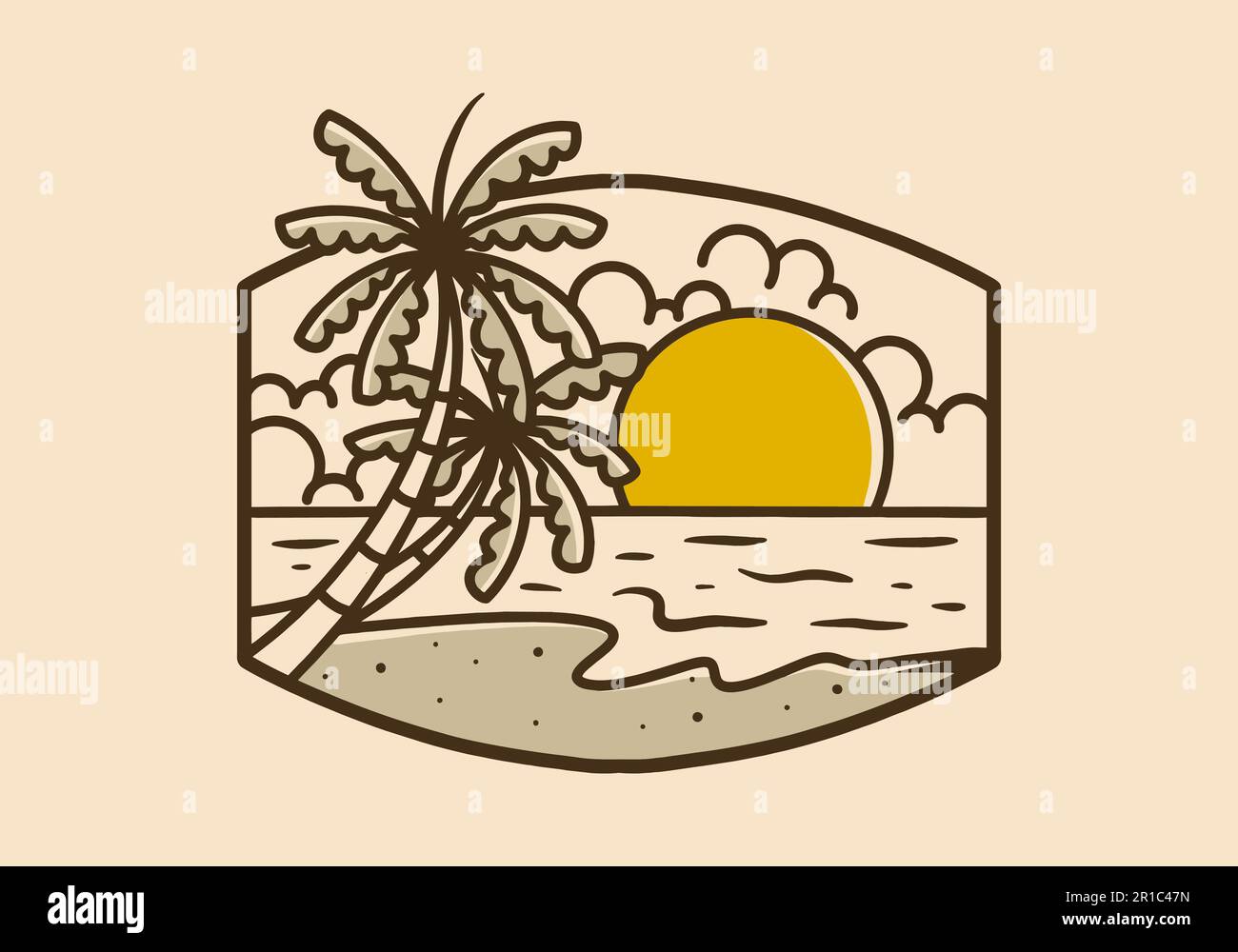 Vintage style seascape Stock Vector Images - Alamy