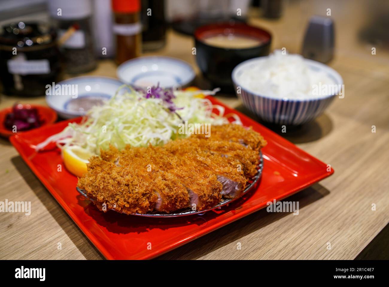set meal with pork cutlet Stock Photo - Alamy
