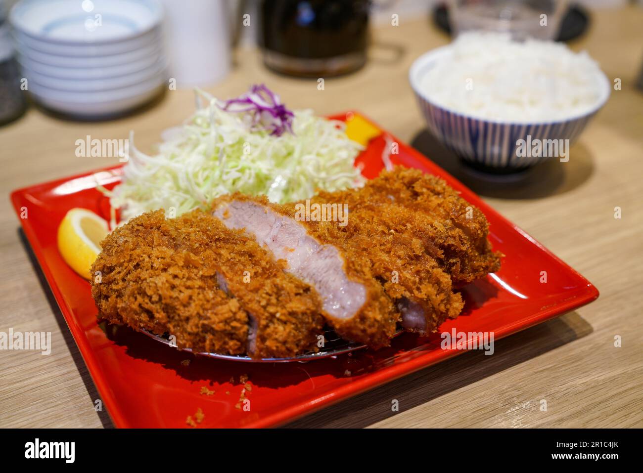 set meal with pork cutlet Stock Photo - Alamy