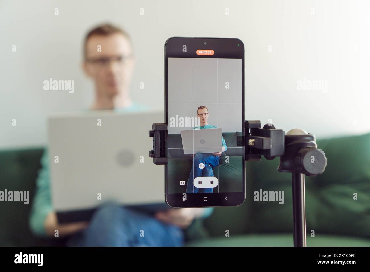 Filming interview home hi-res stock photography and images - Alamy