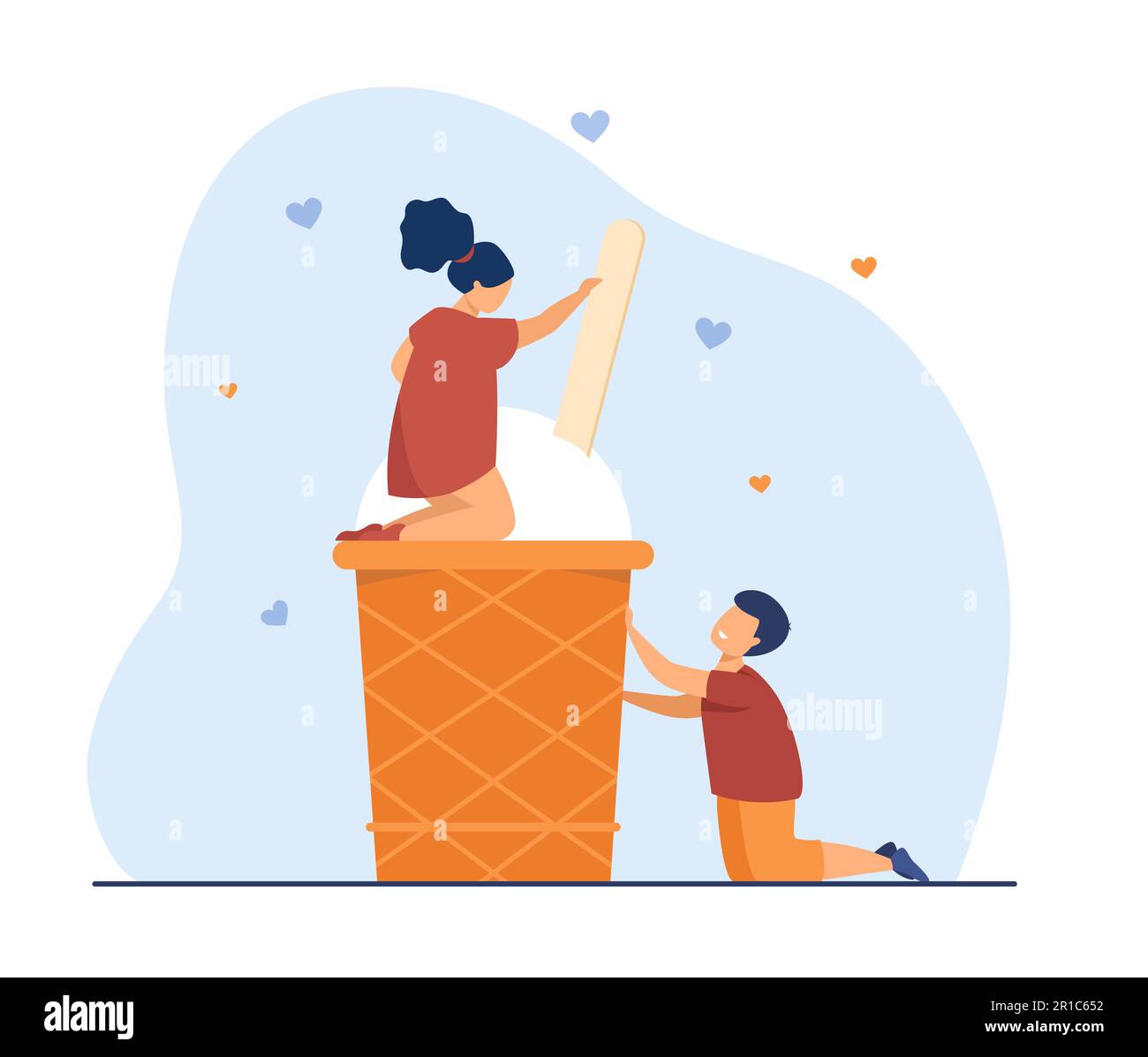 Happy cute little kids and giant ice cream Stock Vector Image & Art - Alamy