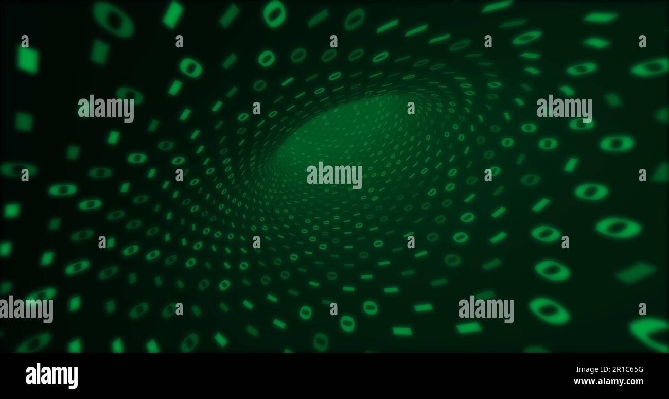 Neon Digital green binary tunnel. Seamless background for network, big data, data center ...