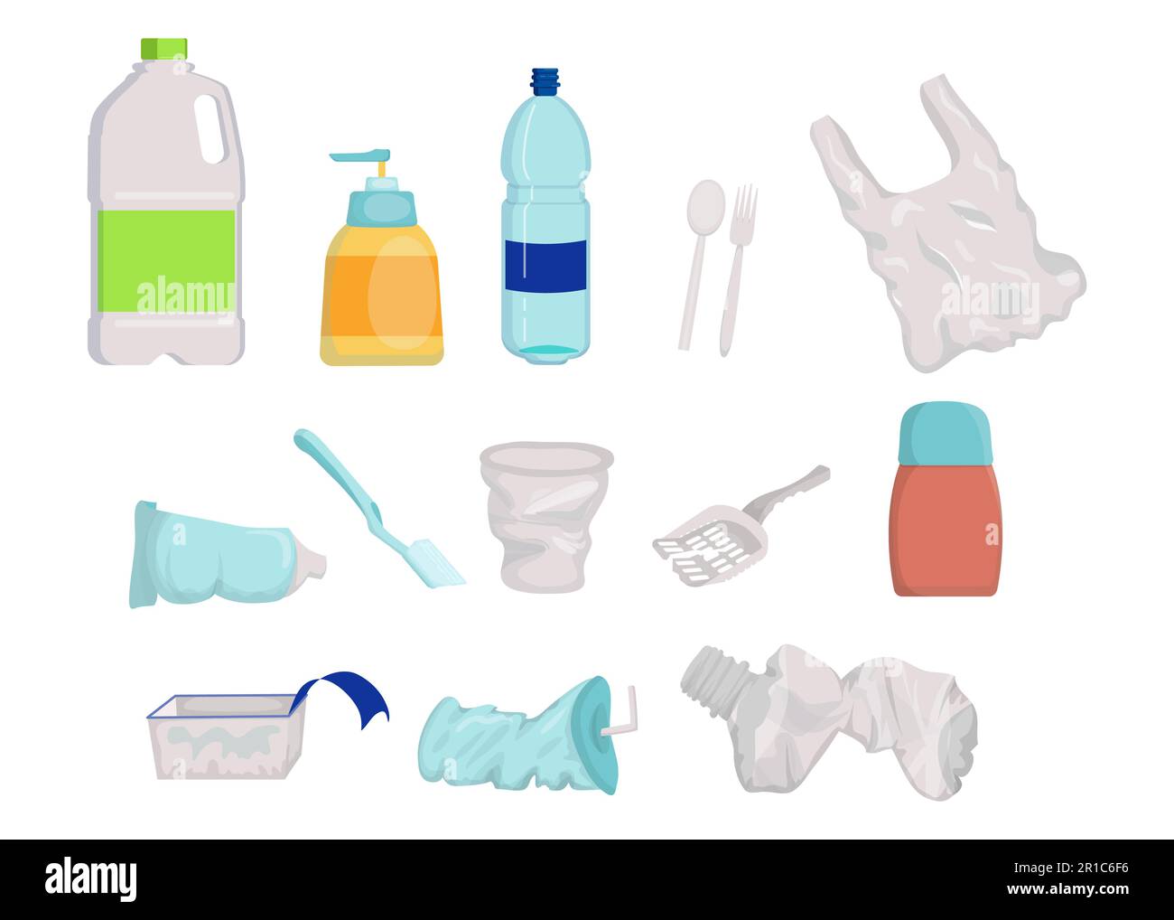Collection of plastic empty or broken trash Stock Vector Image & Art ...