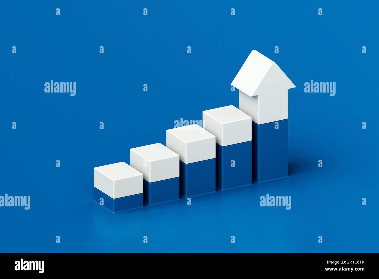 Blue white stair step to growth success, progress way and forward ...
