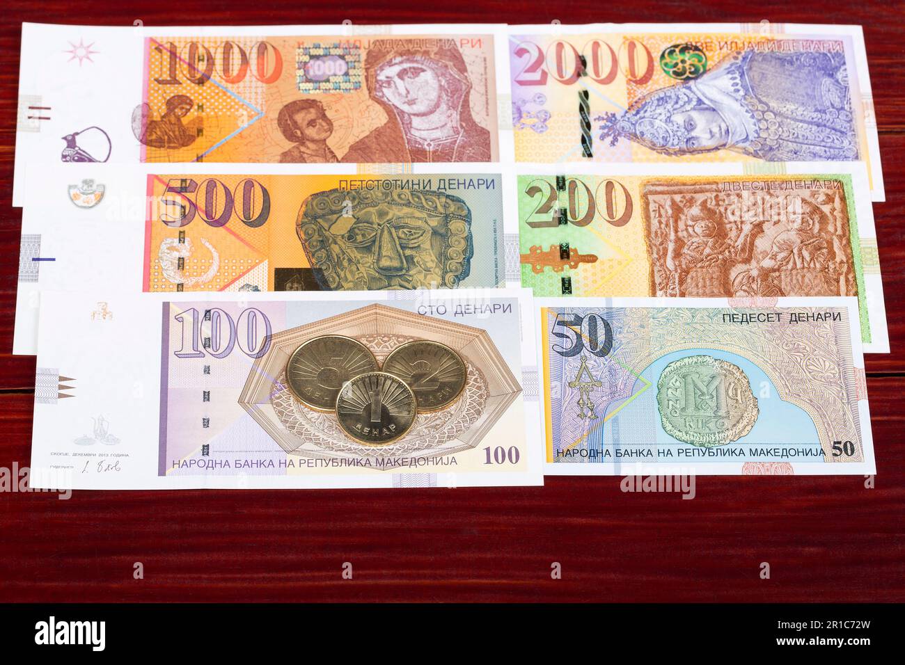 Macedonian Money Denar Coins And Banknotes Stock Photo Alamy