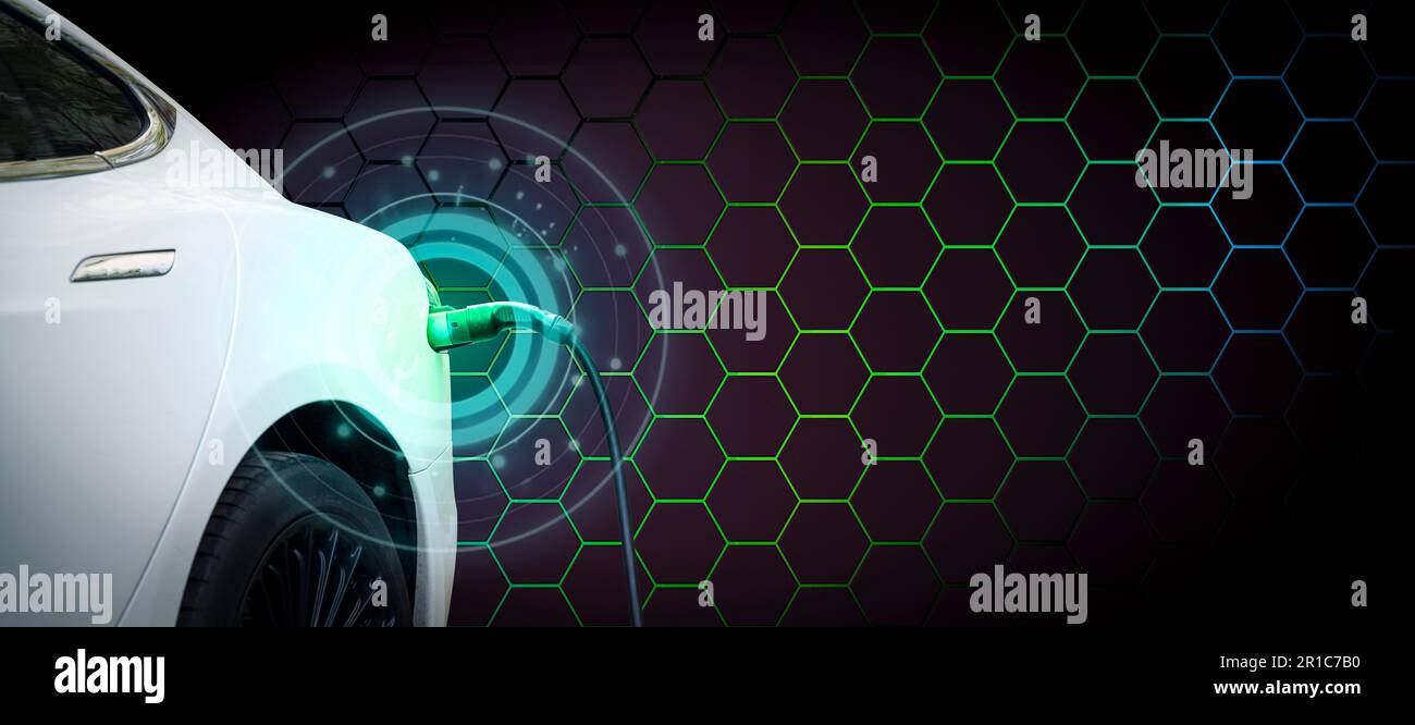 Electric car charge banner background. Electric automobile technology ...