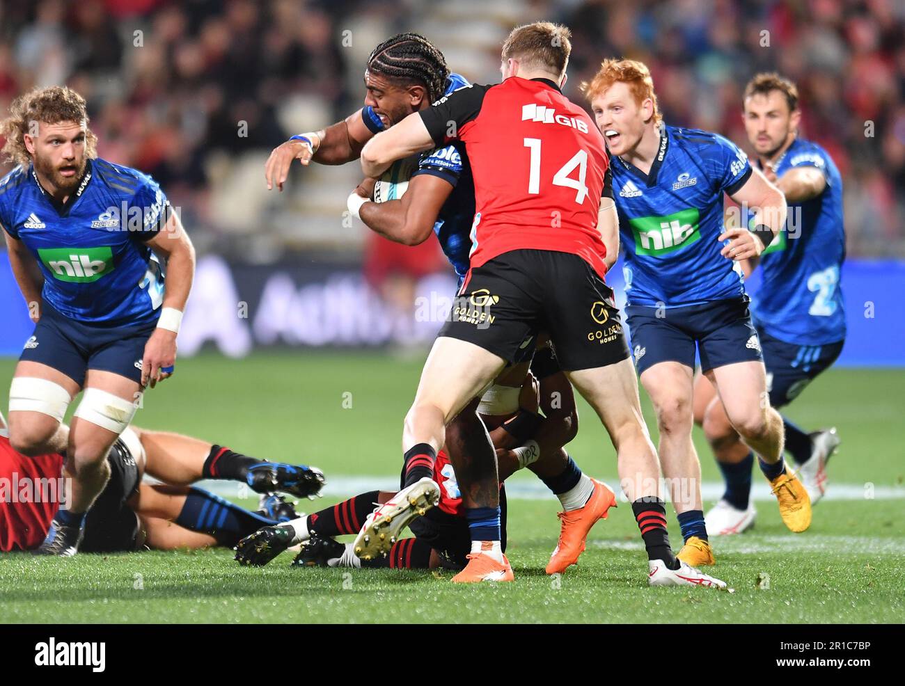 Blues Hoskins Sotutu during the Super Rugby Pacific Round 12 match ...