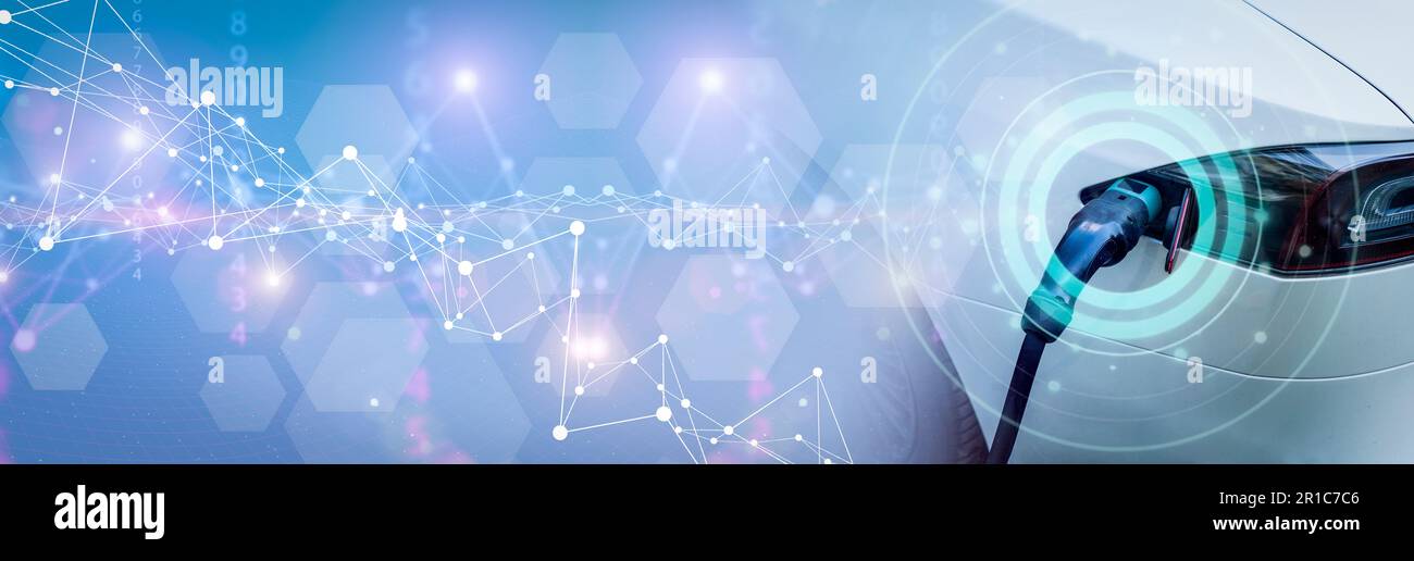 Electric car charge banner background. Electric automobile technology ...