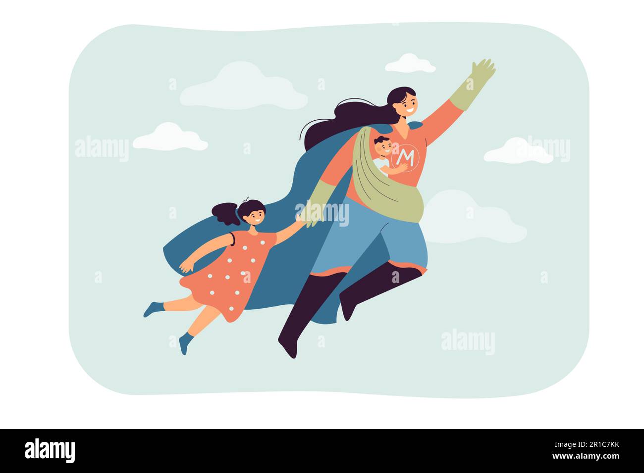 Super Mom flying with kids Stock Vector Image & Art - Alamy