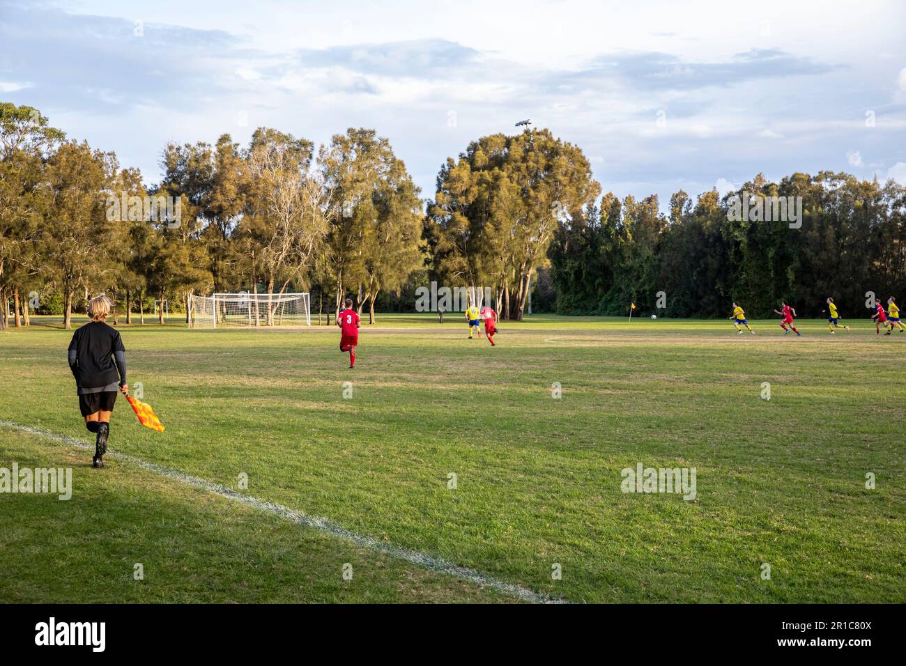 Australian Football soccer linesman referees assistant during amateur ...