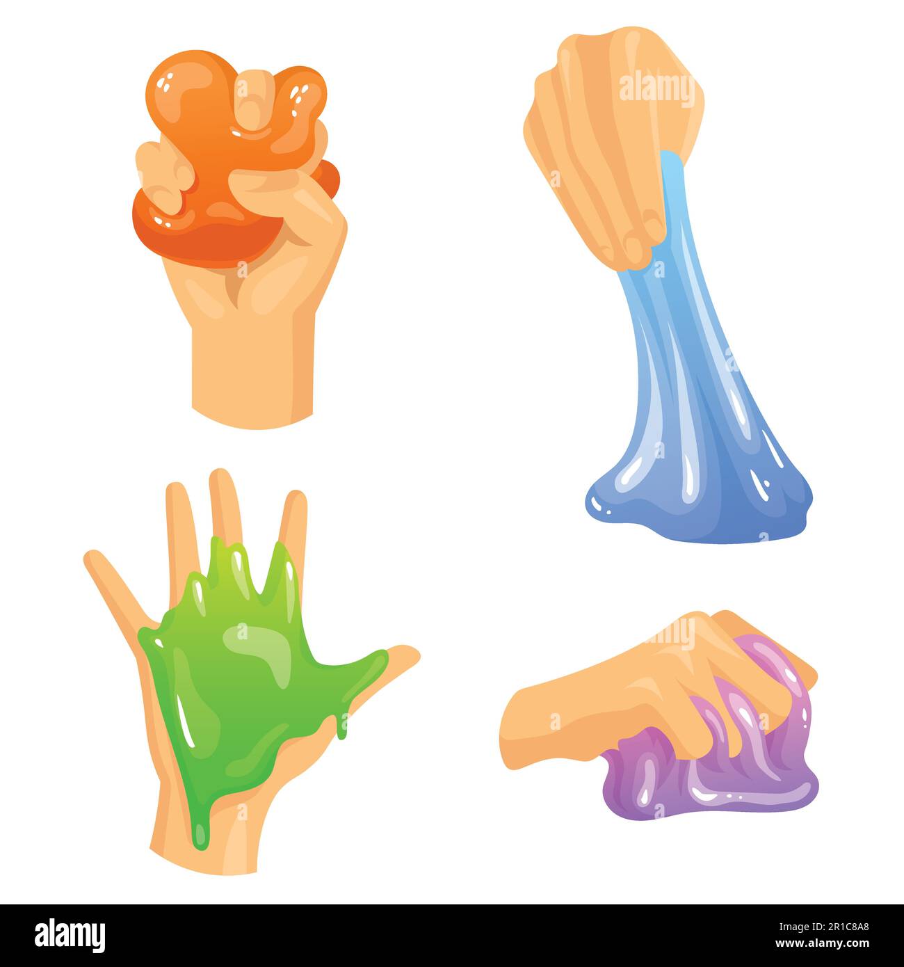 Hands holding funny colorful slime vector cartoon illustration Stock ...