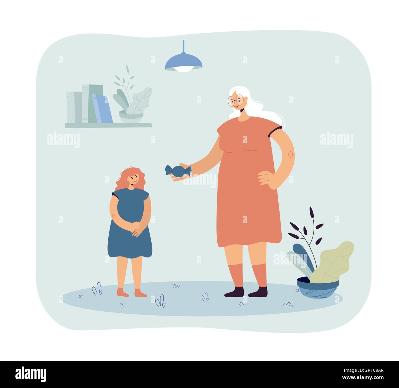 Grandmother mother giving candy to daughter Stock Vector Image & Art ...