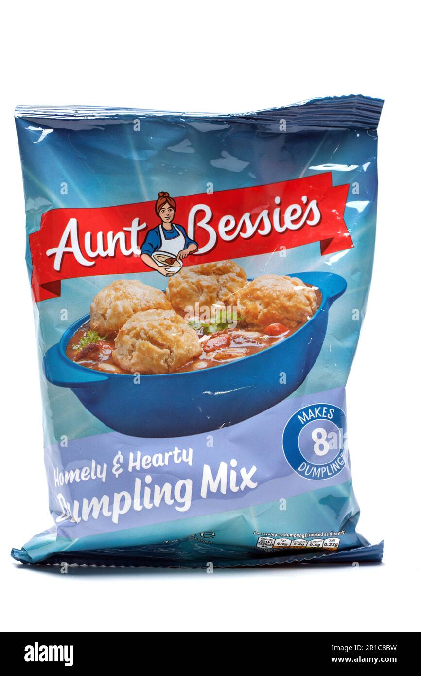 Packet of Aunt Bessies 8 Dumpling mix Stock Photo - Alamy