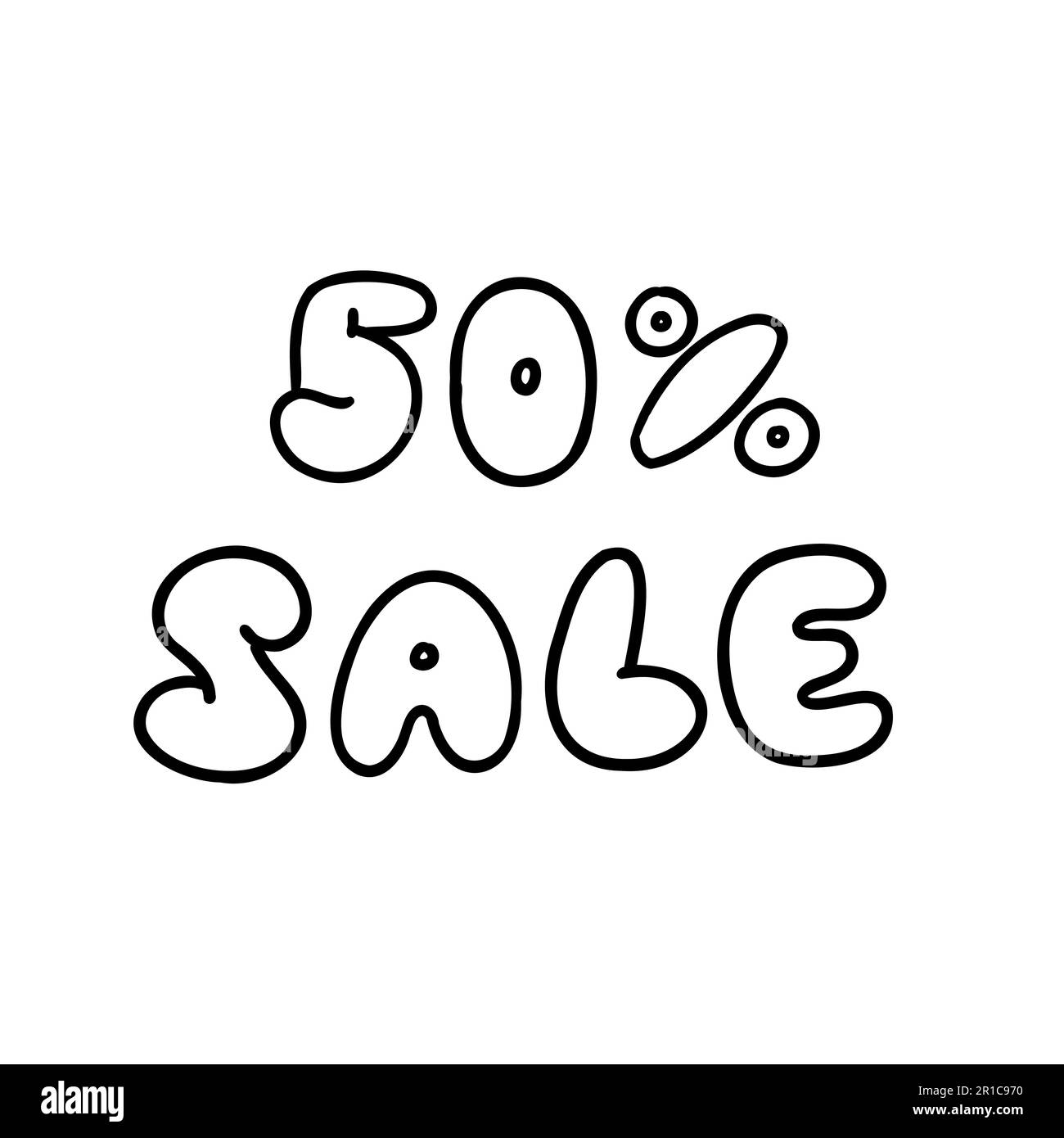 Hand written 50 percent sale black ink discount logo special offer ...