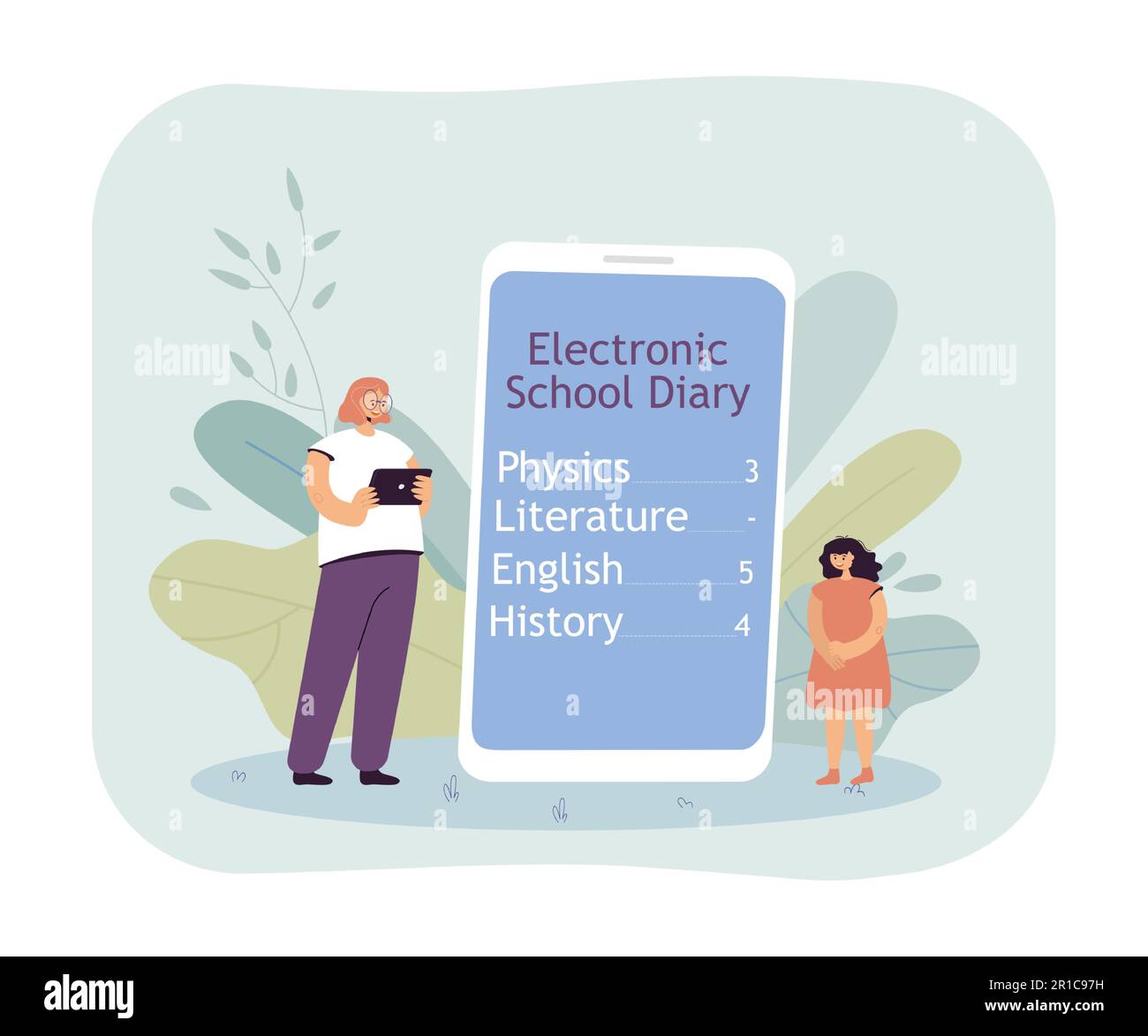 Electronic school diary flat vector illustration Stock Vector Image ...