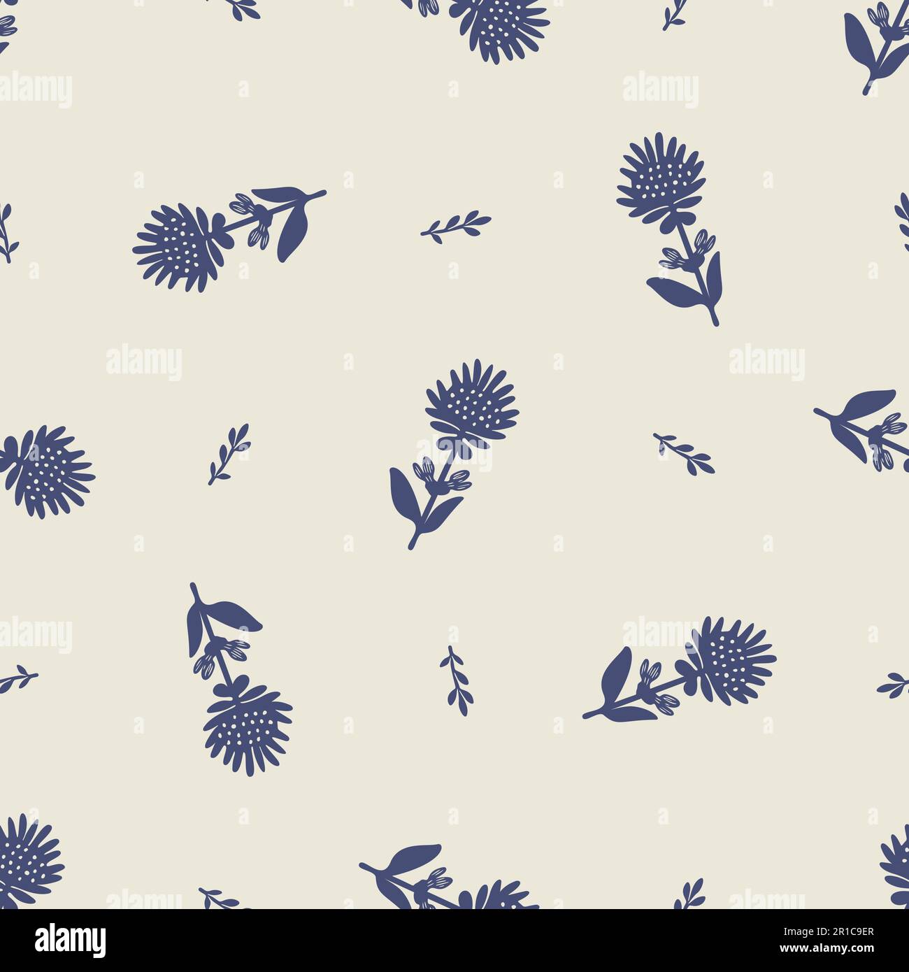 Quirky floral lino cut motif vector pattern. Seamless decoration of ...