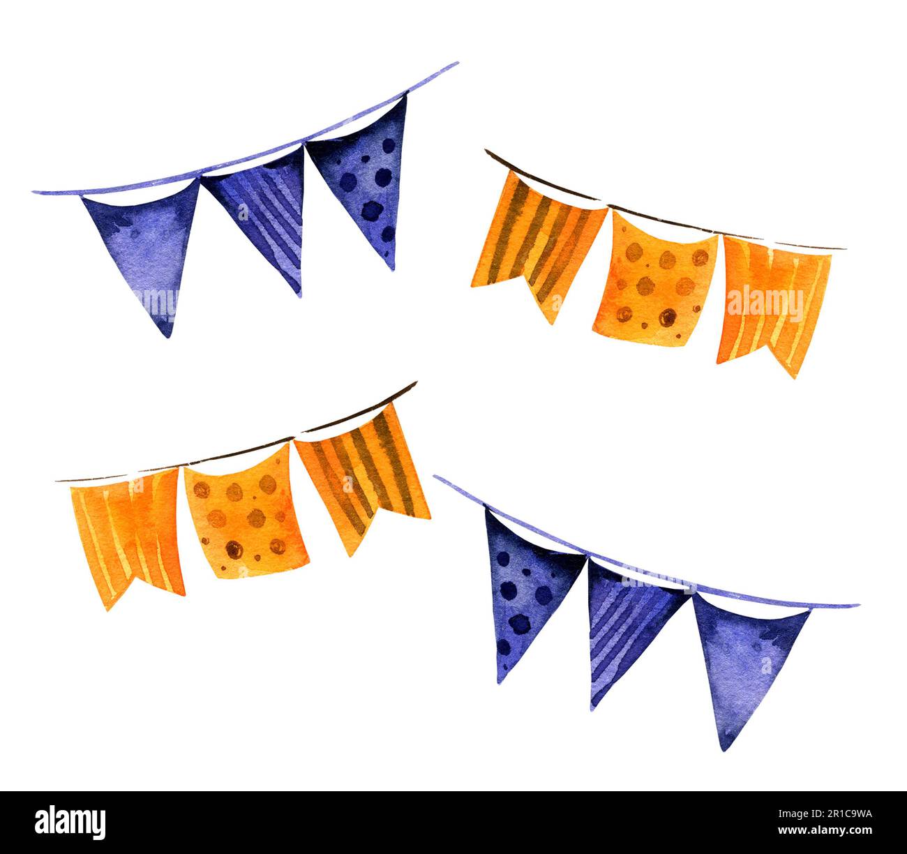 watercolour set of different flags, hand drawn illustration with ...