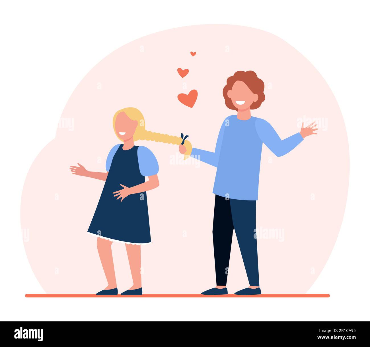 Boy in love pulling braid of hid girlfriend Stock Vector Image & Art ...