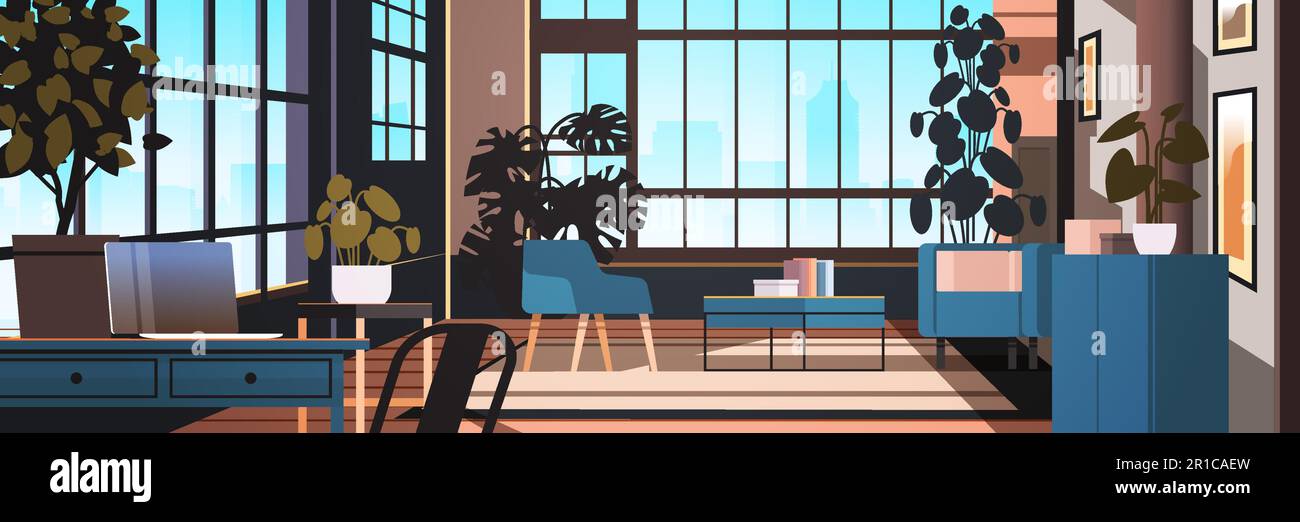 creative empty no people apartment modern loft interior of open space ...