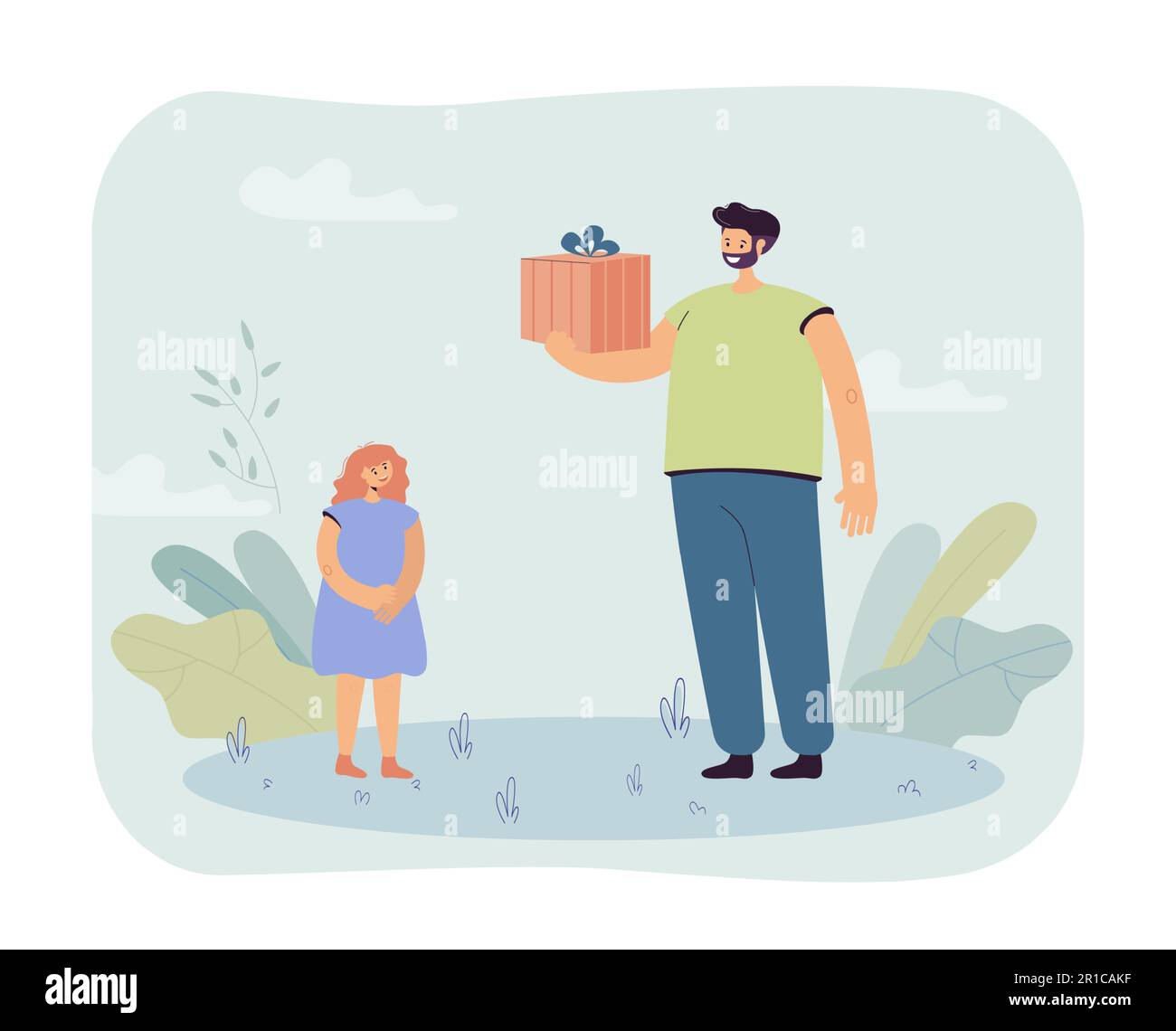 Father giving present to daughter Stock Vector Image & Art - Alamy