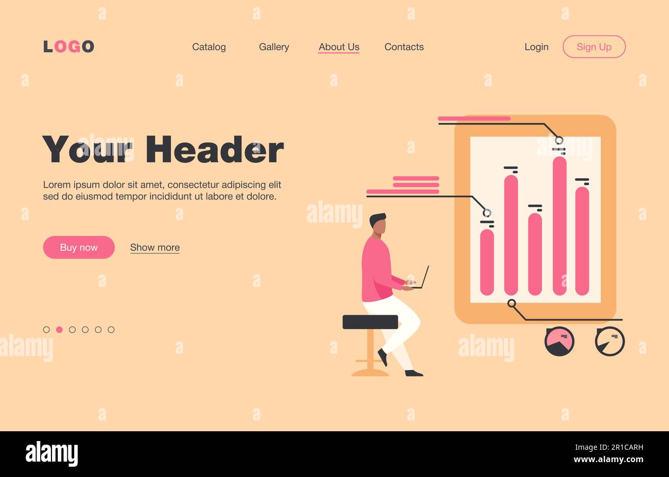 Man with laptop analyzing infographics Stock Vector Image & Art - Alamy