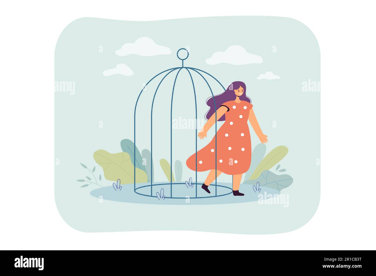 Cartoon woman escaping Cut Out Stock Images & Pictures - Alamy