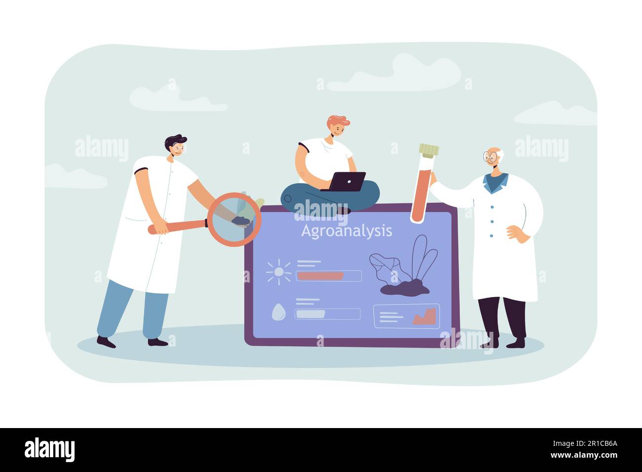 Cartoon tiny scientists doing agroanalysis Stock Vector Image & Art - Alamy