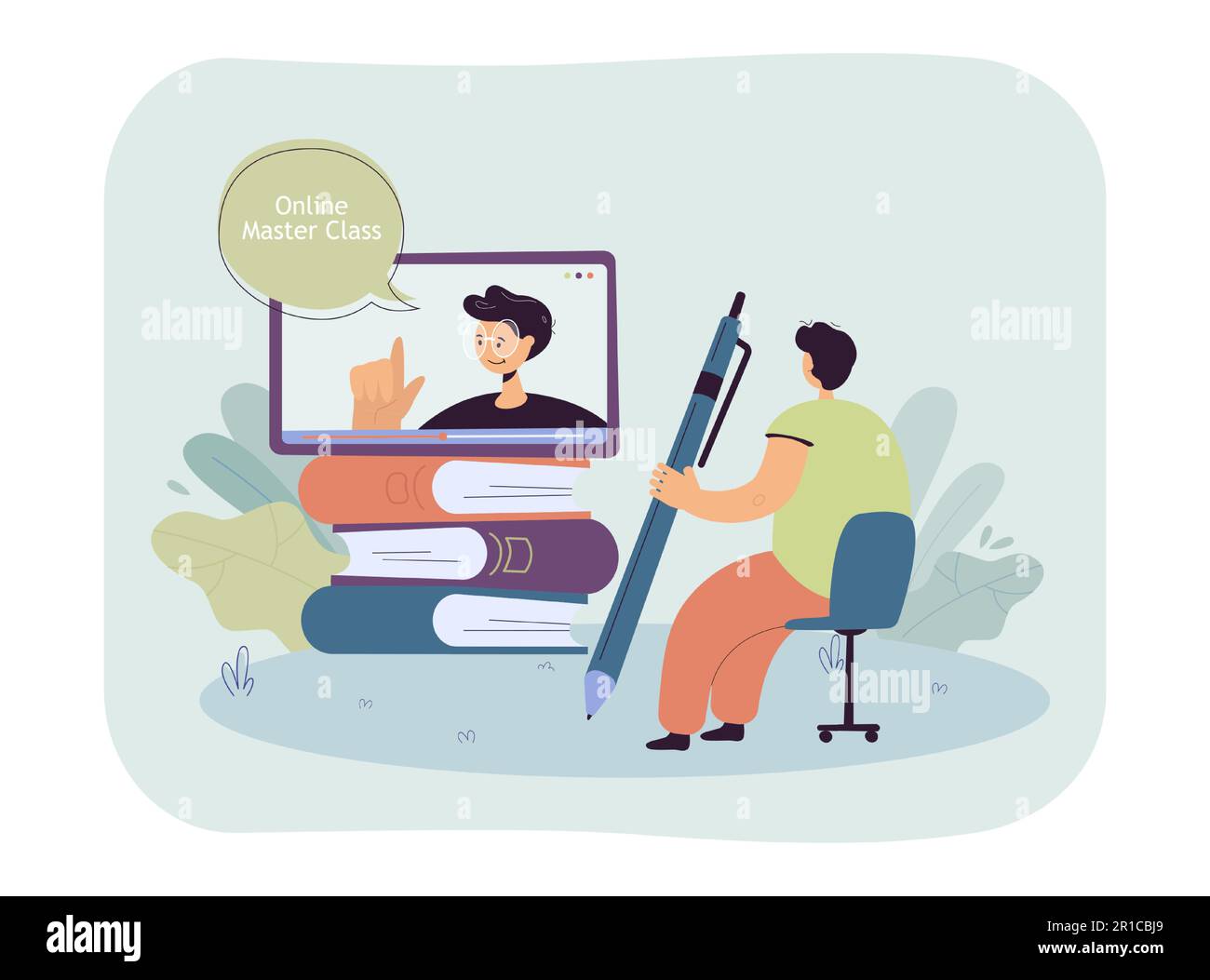 Cartoon man watching online master class Stock Vector Image & Art - Alamy