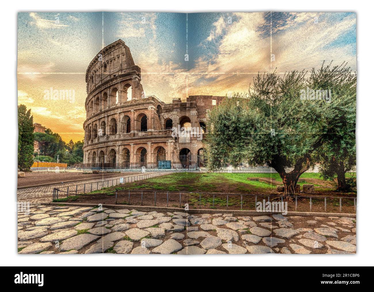 Italy, Rome - Sunset behind the Colosseum, the most famous Roman ...