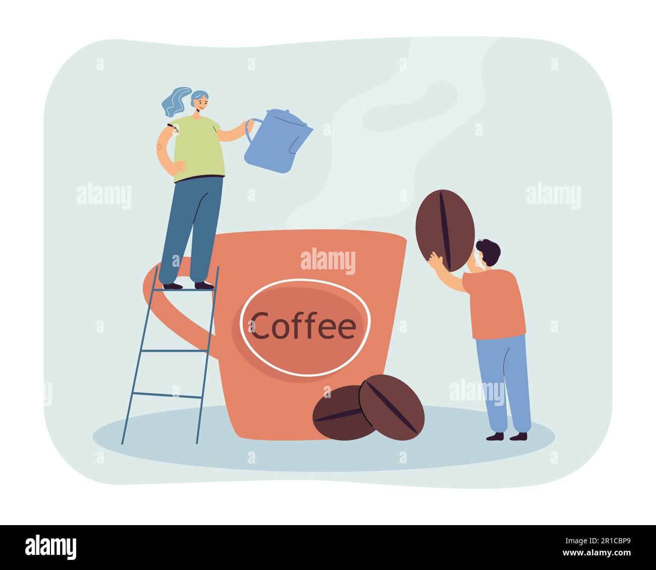 Tiny people making coffee Stock Vector Image & Art - Alamy
