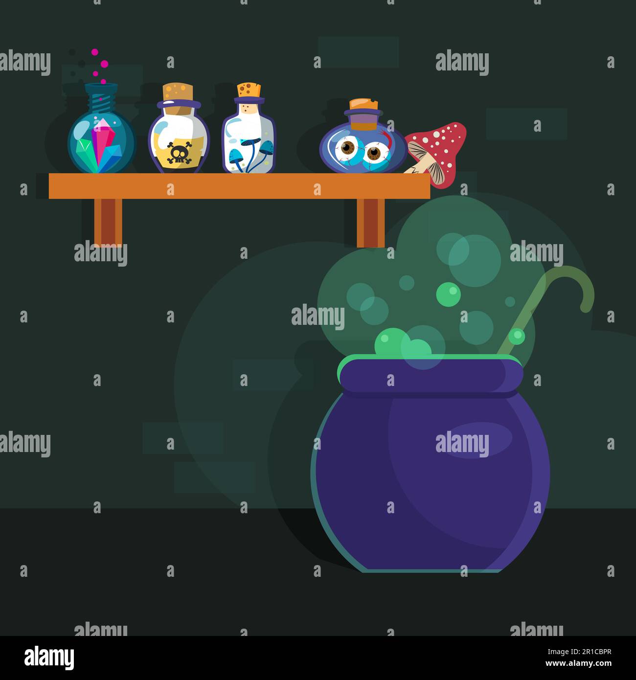 Metal cauldron boiling with magical potion Stock Vector Image & Art - Alamy