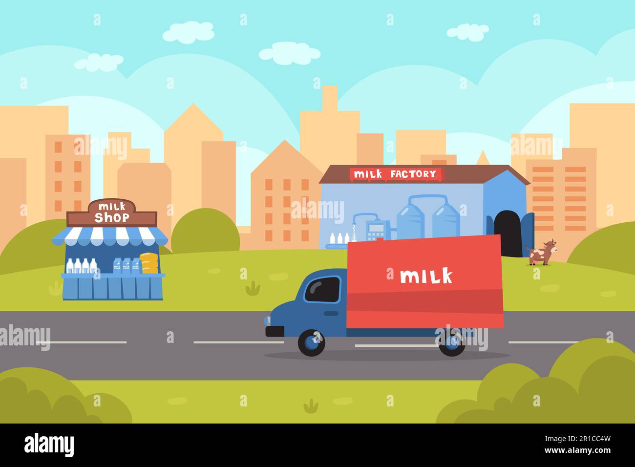 Truck delivering milk from factory vector illustration Stock Vector ...