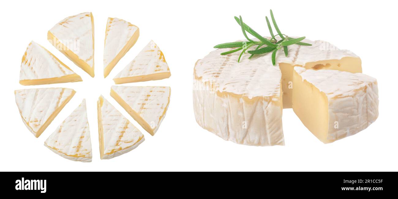 Camembert cheese isolated on white background with full depth of field ...