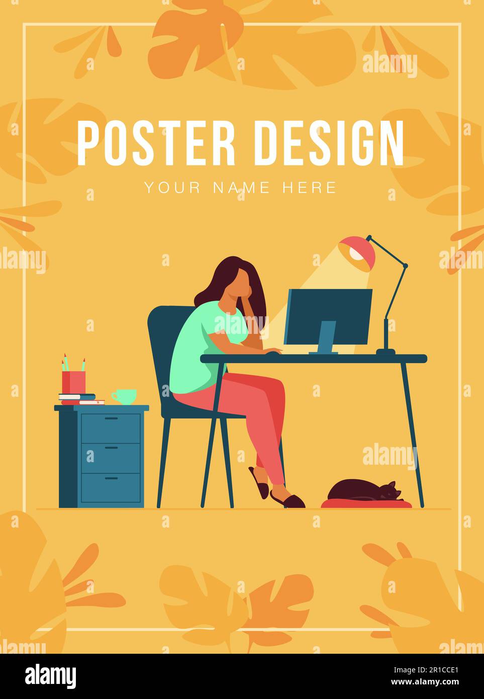 Tired student late work Stock Vector Images - Alamy