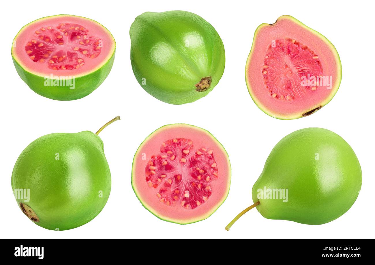 Guava fruit with slices isolated on white background with full depth of ...