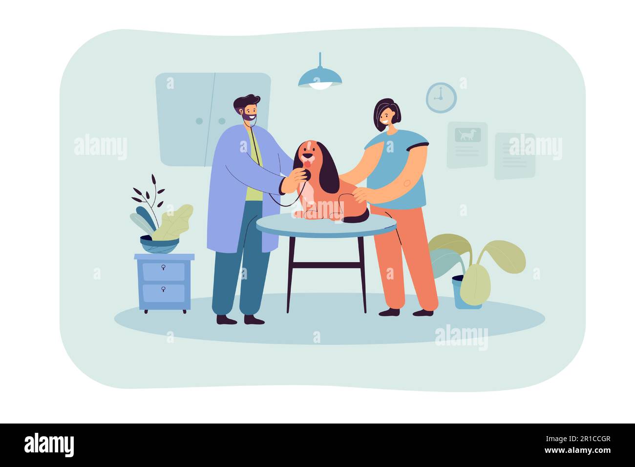 Vet examining dog cat Stock Vector Images - Alamy