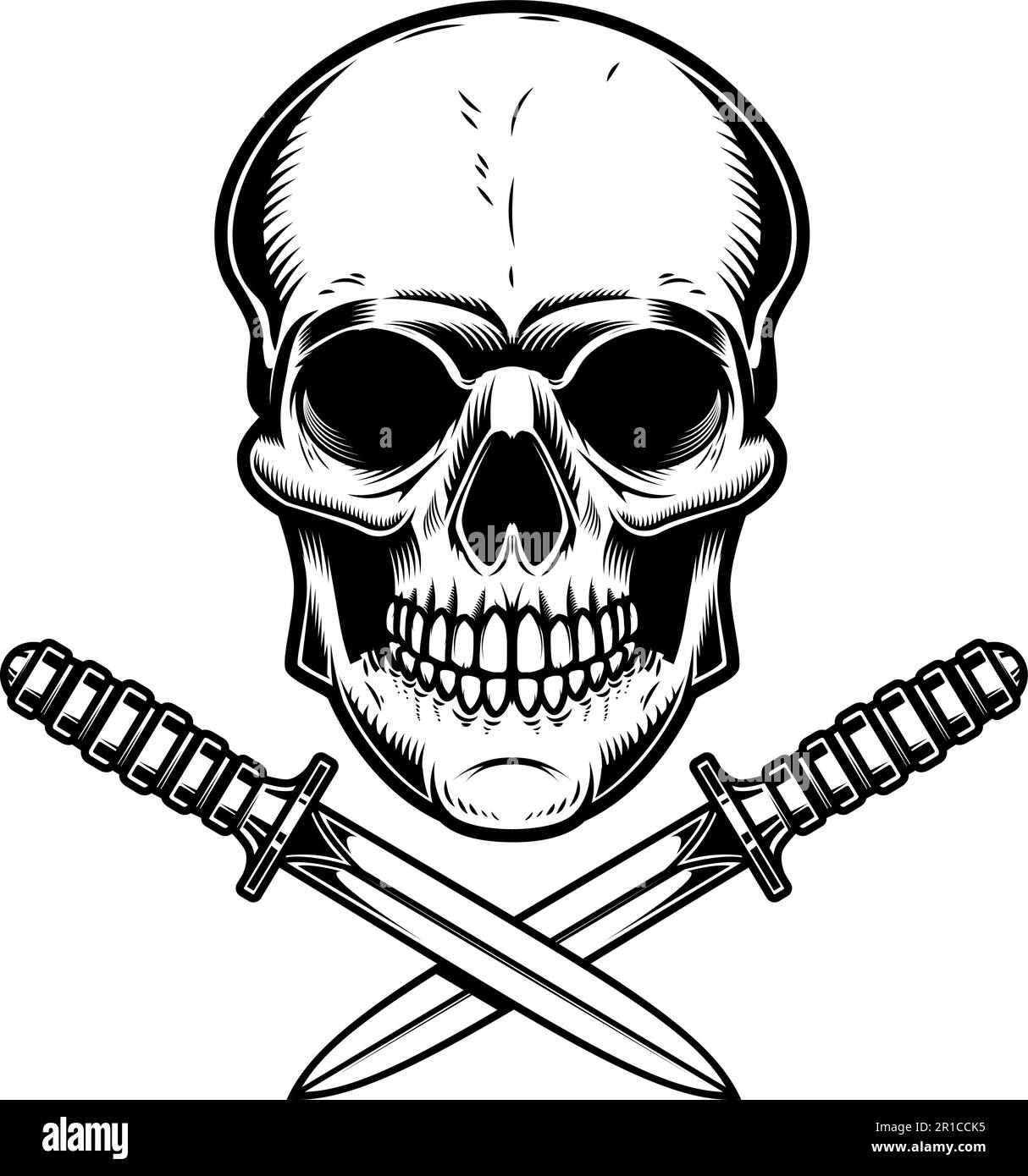 Illustration of the skull with crossed knives. Design element for logo ...