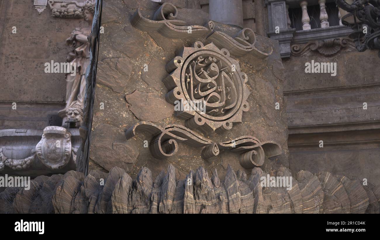 A 3D Illustration. In Arabic is written the pious title As-Sadiq of the ...