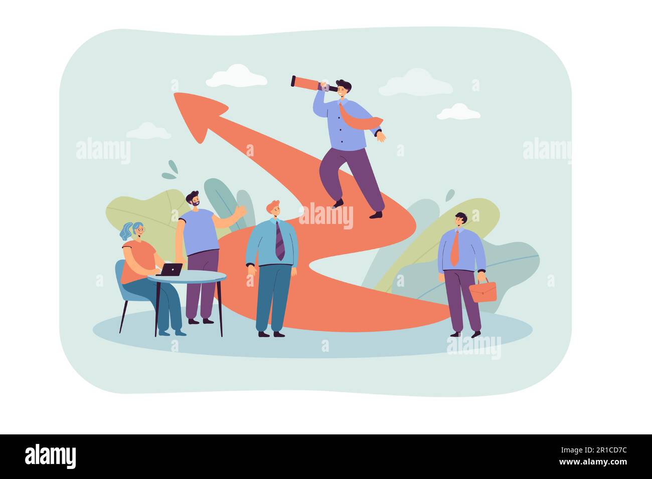 Cartoon leadership and teamwork in business challenge Stock Vector ...