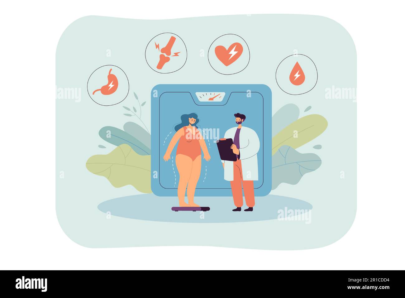 Overweight woman discovering health problems due to obesity Stock ...